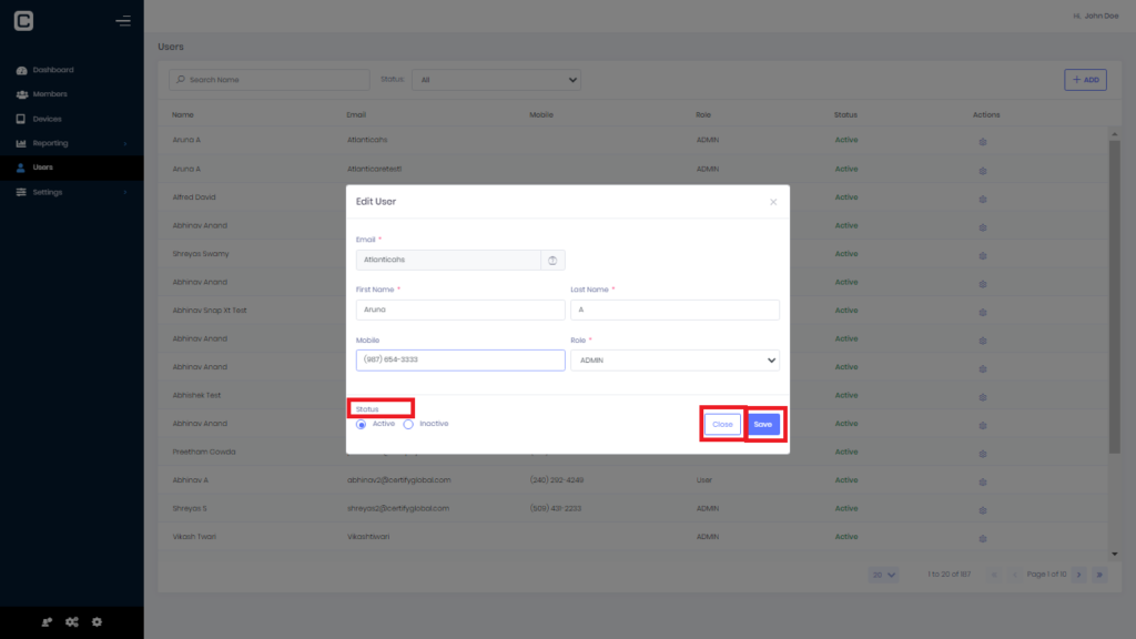 Edit Users – Help Certify – CERTIFY.me